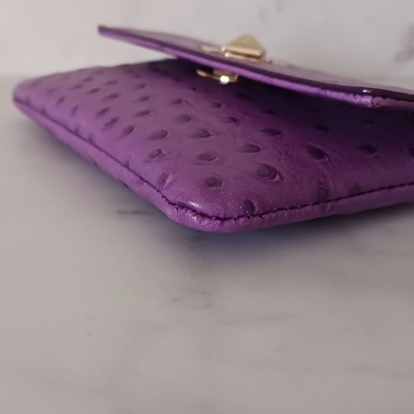 kate spade | Bags | Kate Spade Purple Ostrich Embossed Keychain Wallet ...